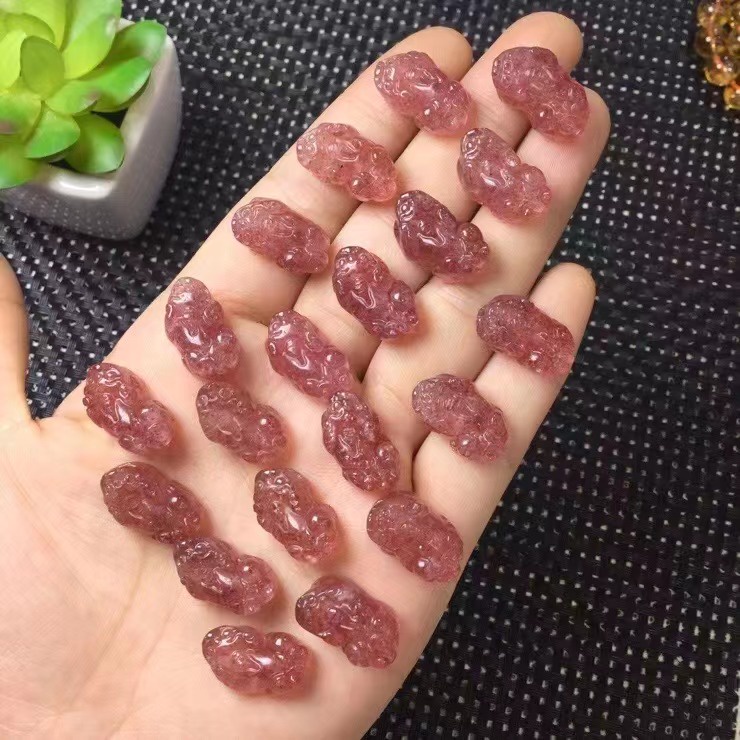 Natural Strawberry Crystal Pixiu Cute Jewelry diy Lucky Accessories ...