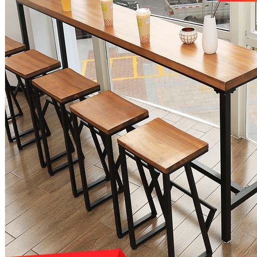 Solid Wood Bar Counter Wall Milk Tea and Coffee Tea Restaurant Table ...