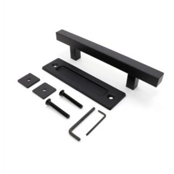 Square Barn And Pull Plate Door Handle - Black 12'' (Ready Stock ...