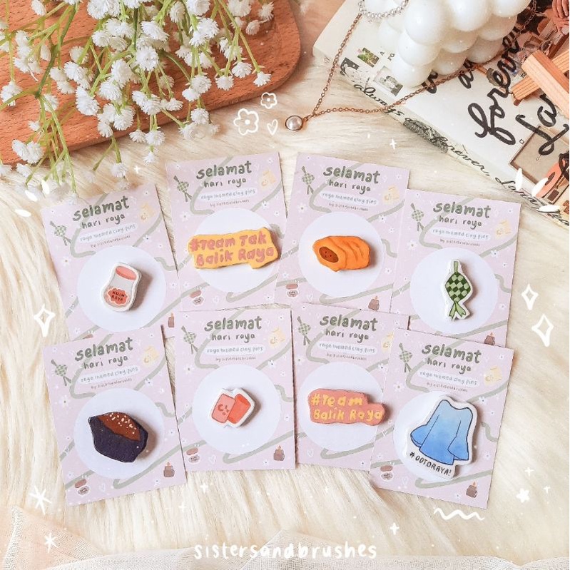 Handmade Clay Pins Raya Special Air Dry Clay Polymer Clay Cute ...