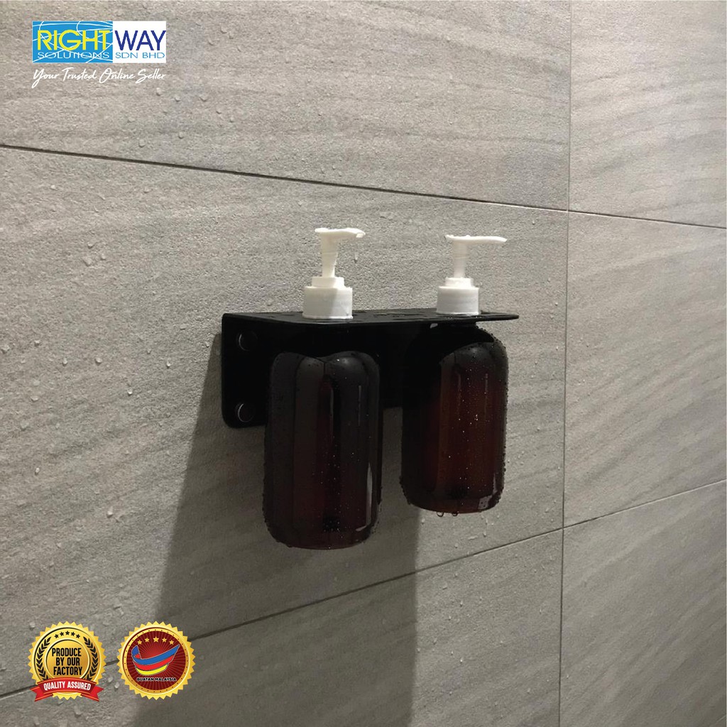 SHAMPOO BOTTLE HOLDER WALL MOUNTED | TWO MOUTH SHOWER GEL RACK ...