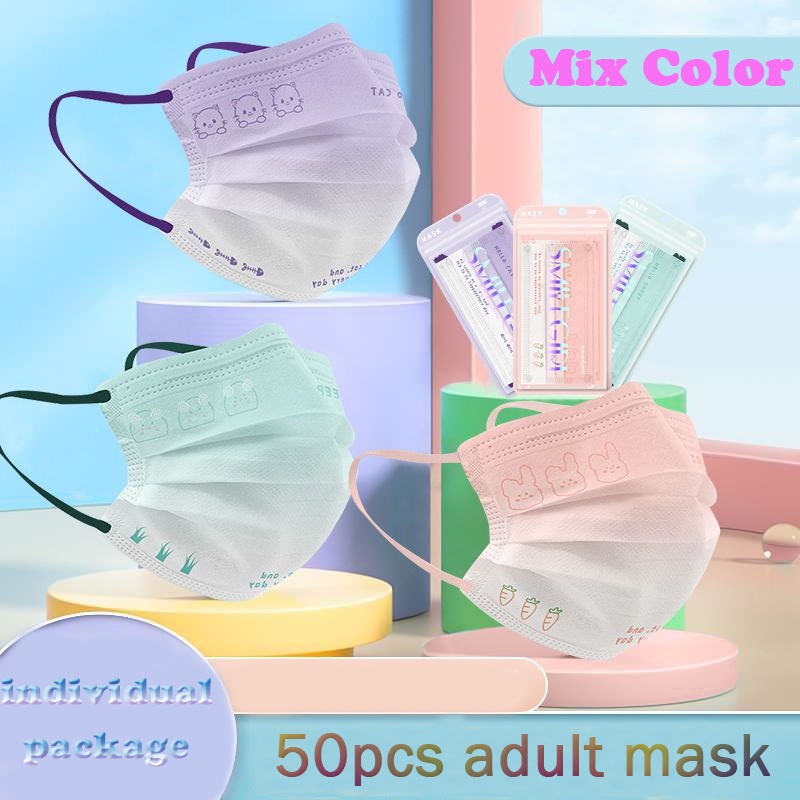 50 pcs Face Mask Disposablemask Earloop 3plymask Anti-dust ...
