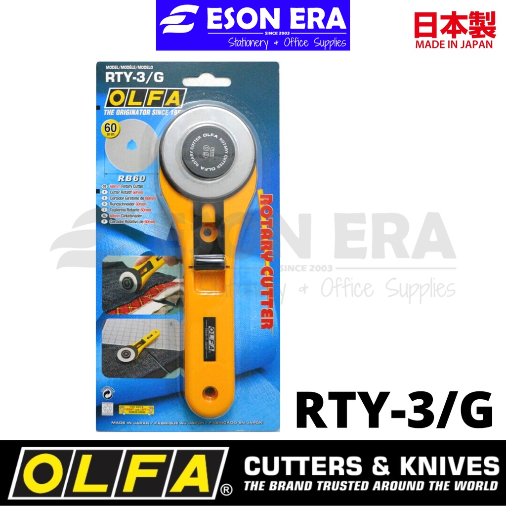 Olfa RTY-3/G 60mm Rotary Cutter Made in Japan Knife Pisau Bulat (Blades Olfa RB60-1) | Shopee ...