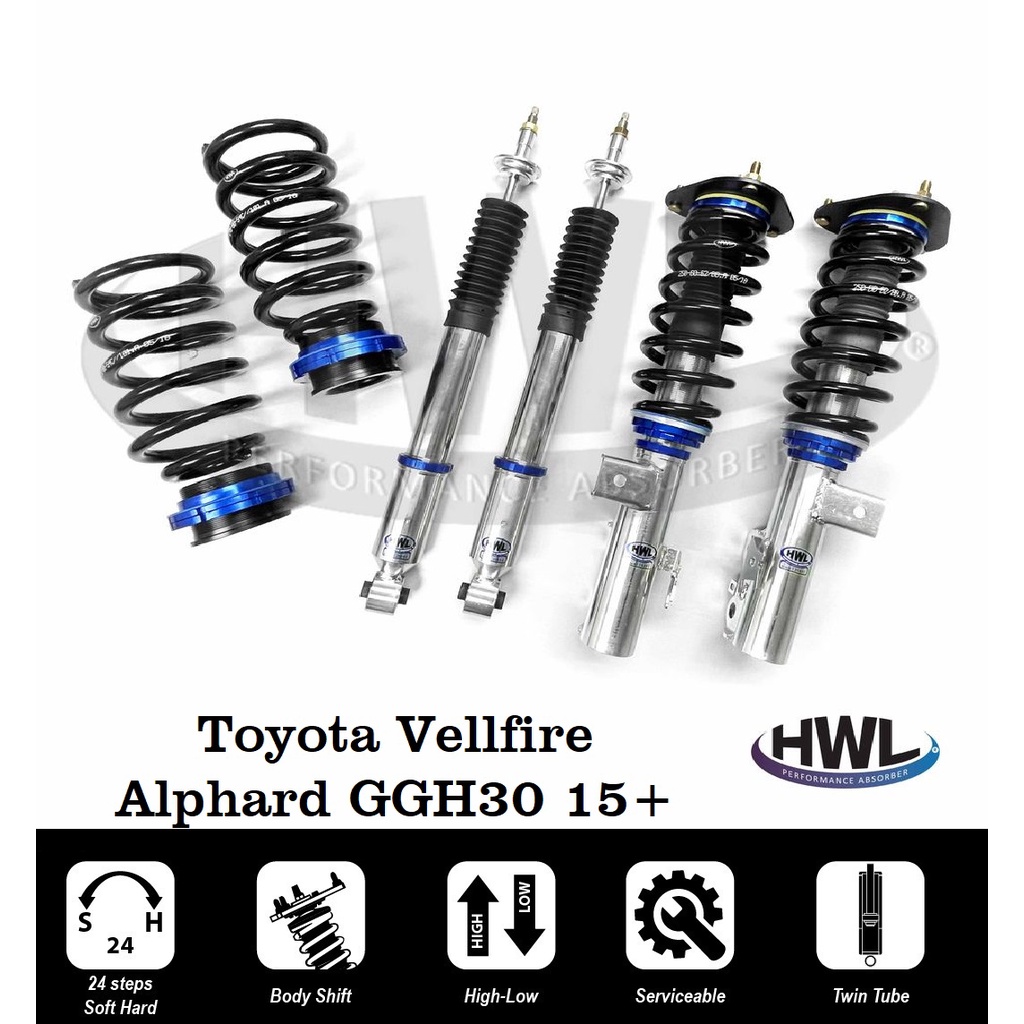 Toyota Vellfire Alphard GGH30 15 + - HWL MT1bs series fully adjustable absorber coilover ...