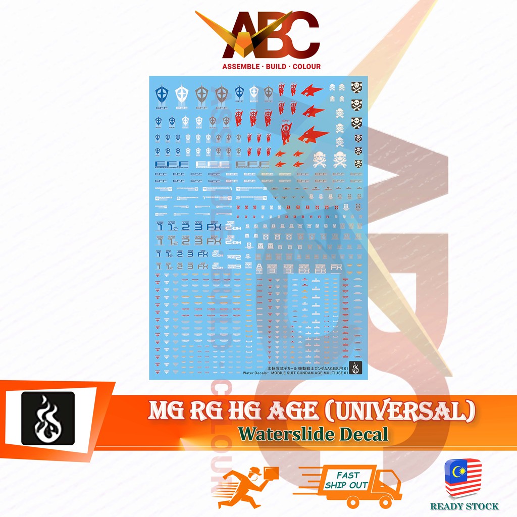 [Flame Yan] Waterslide Decal - 1/144 1/100 AGE Series (Fluorescent ...