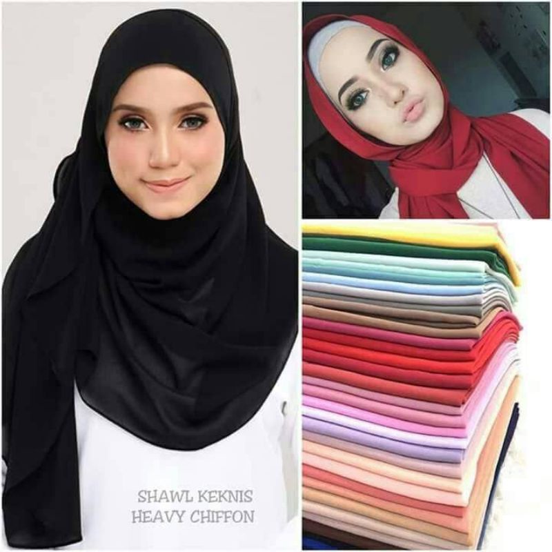 SHAWL HEAVY CHIFFON @ KEKNIS 1.8M PILIH WARNA | Shopee Malaysia
