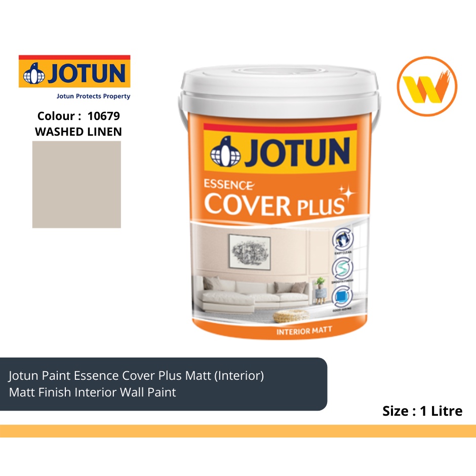 1Litre Jotun Essence Cover Plus Matt 10679 Washed Linen (Internal Matt ...
