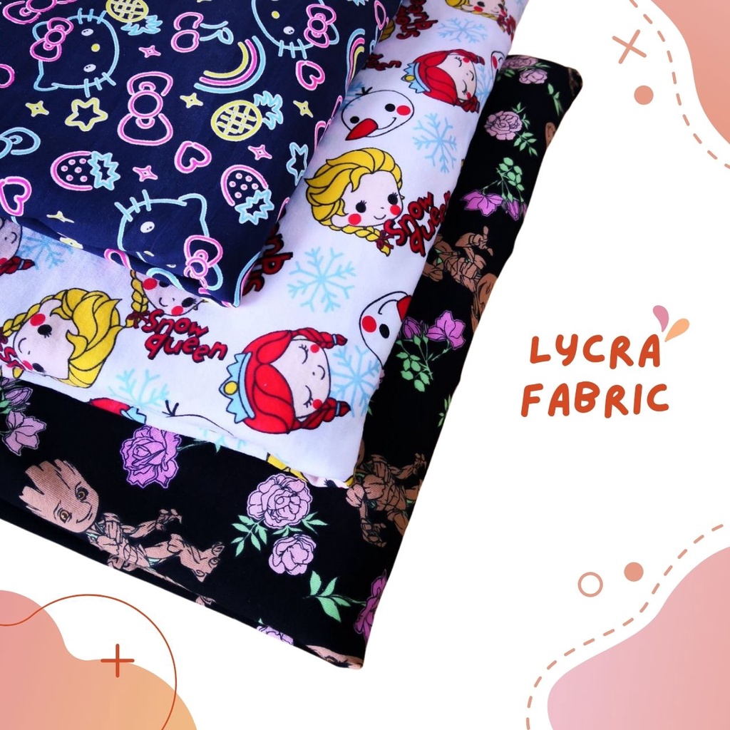 Kain hello kitty groot snow queen cartoon jersey tshirts cotton spandex ...