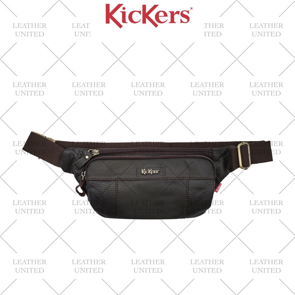 Kickers Genuine Top Grain Leather Tri Copper Zipper Waist & Crossbody ...