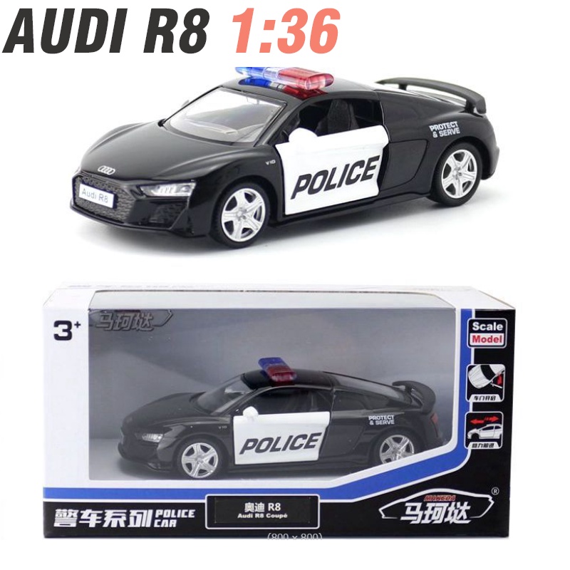Audi R8 coupe police car model 1:36 metal children's toy car that can ...