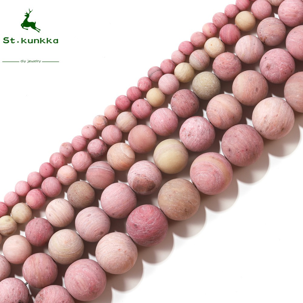 St.kunkka Rhodonite Stone Round Bead - Matte Red (1Strand/Lot 4 x 6 x 8 ...