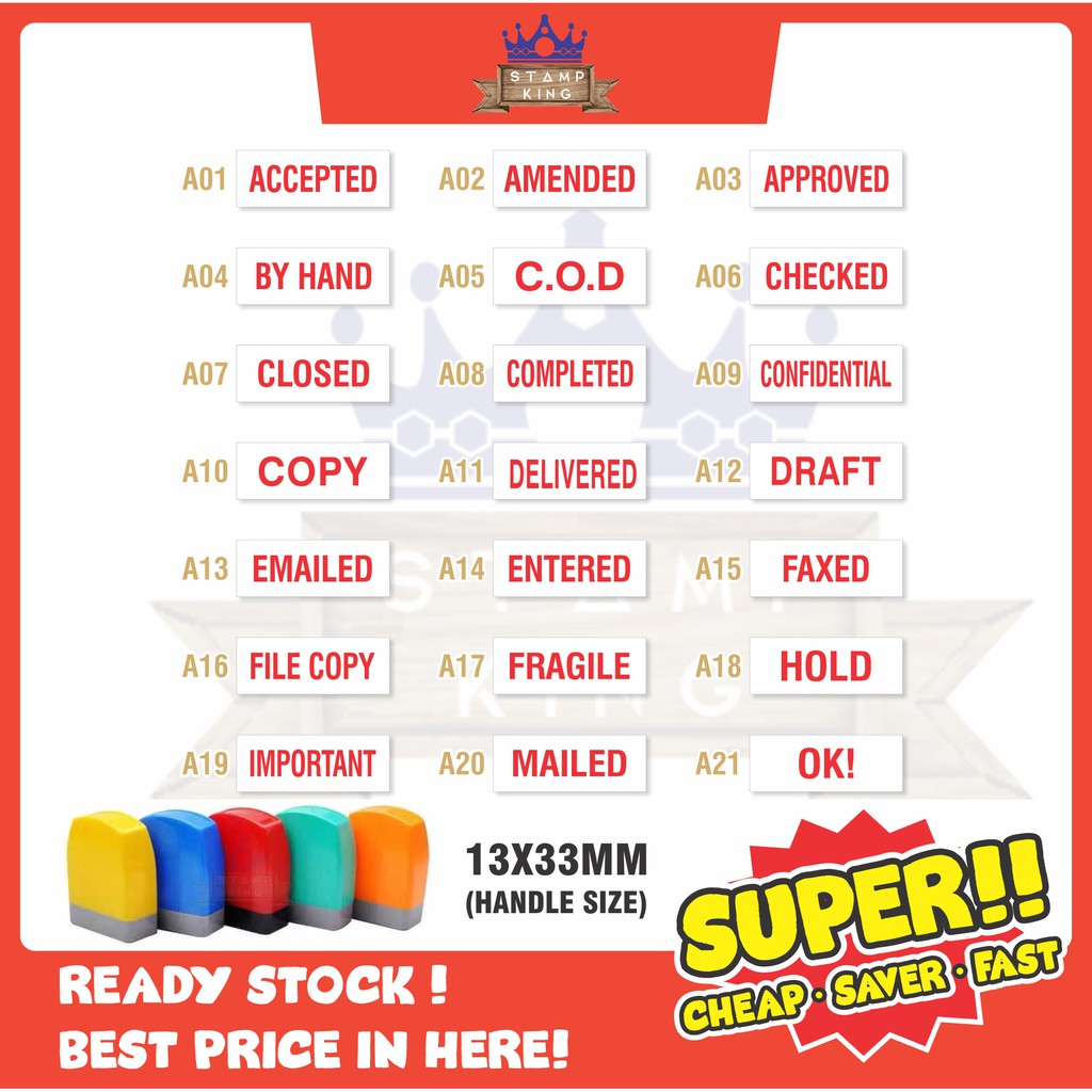 Self Ink Pre ink Chop customised Rubber stamp Cop Getah flash stamp ...