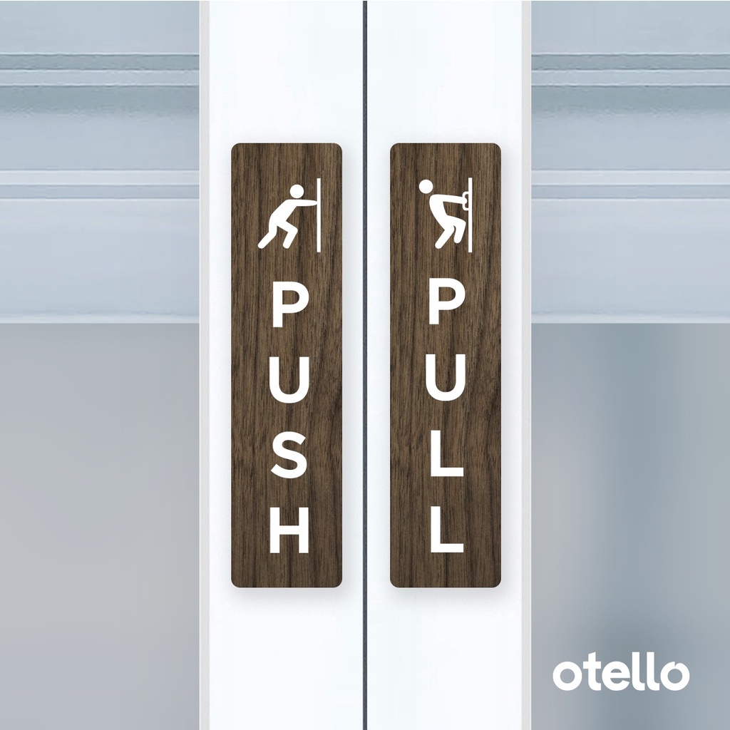KAYU Otello Label Sticker Push Pull Icon Unique Sign Acrylic Modern ...