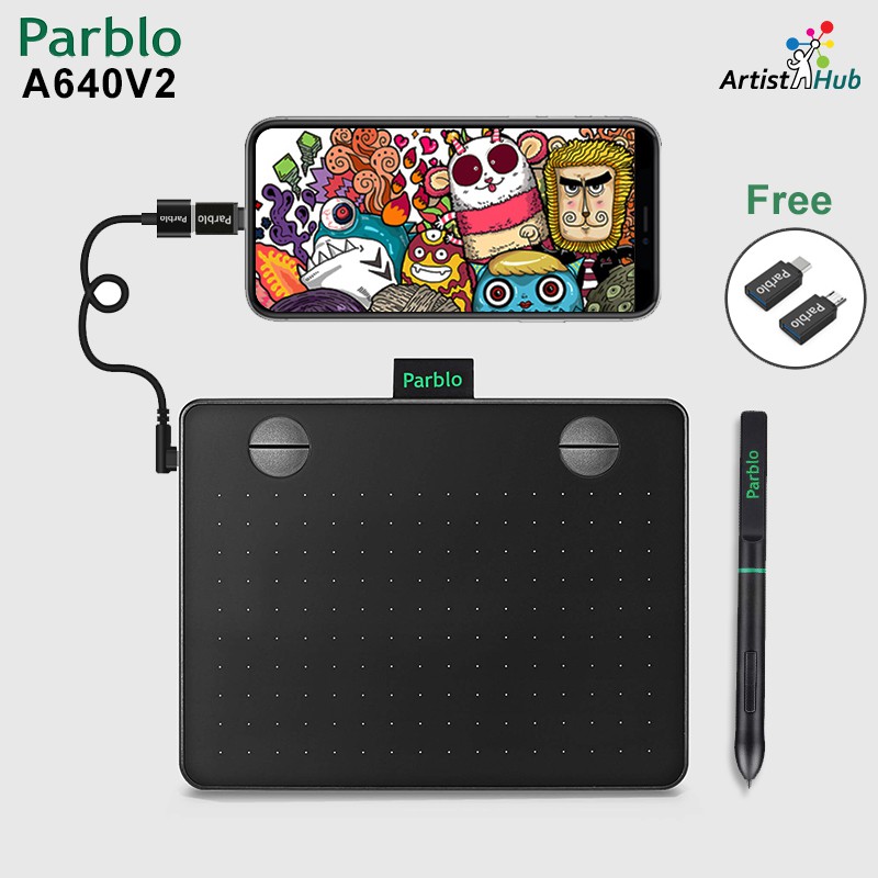 Parblo A640 V2 Black (Local Ready Stock) 6 x 4 inch, 8192 pen pressure ...