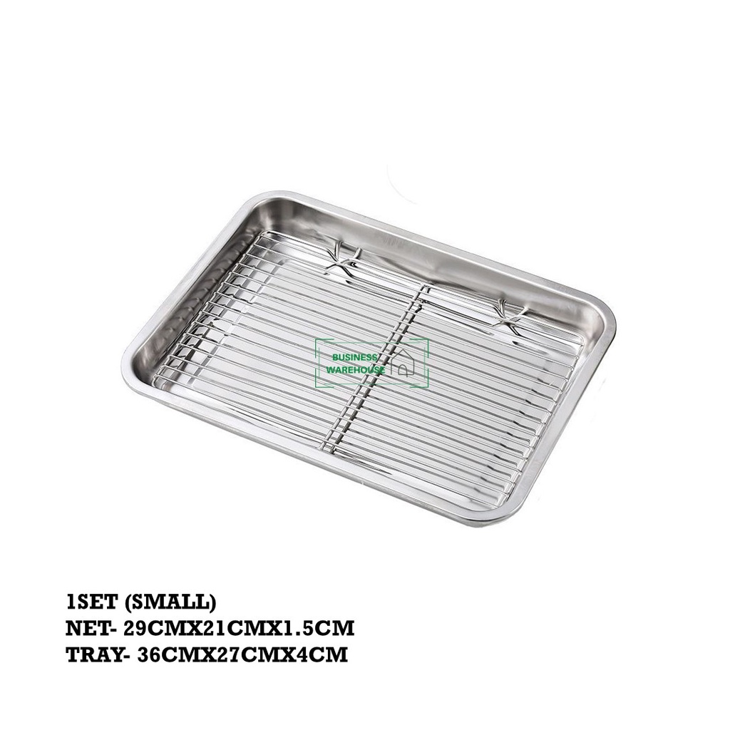 Stainless Steel BBQ Plate Cooling Tray With Rack / Oil Drain Tray ...