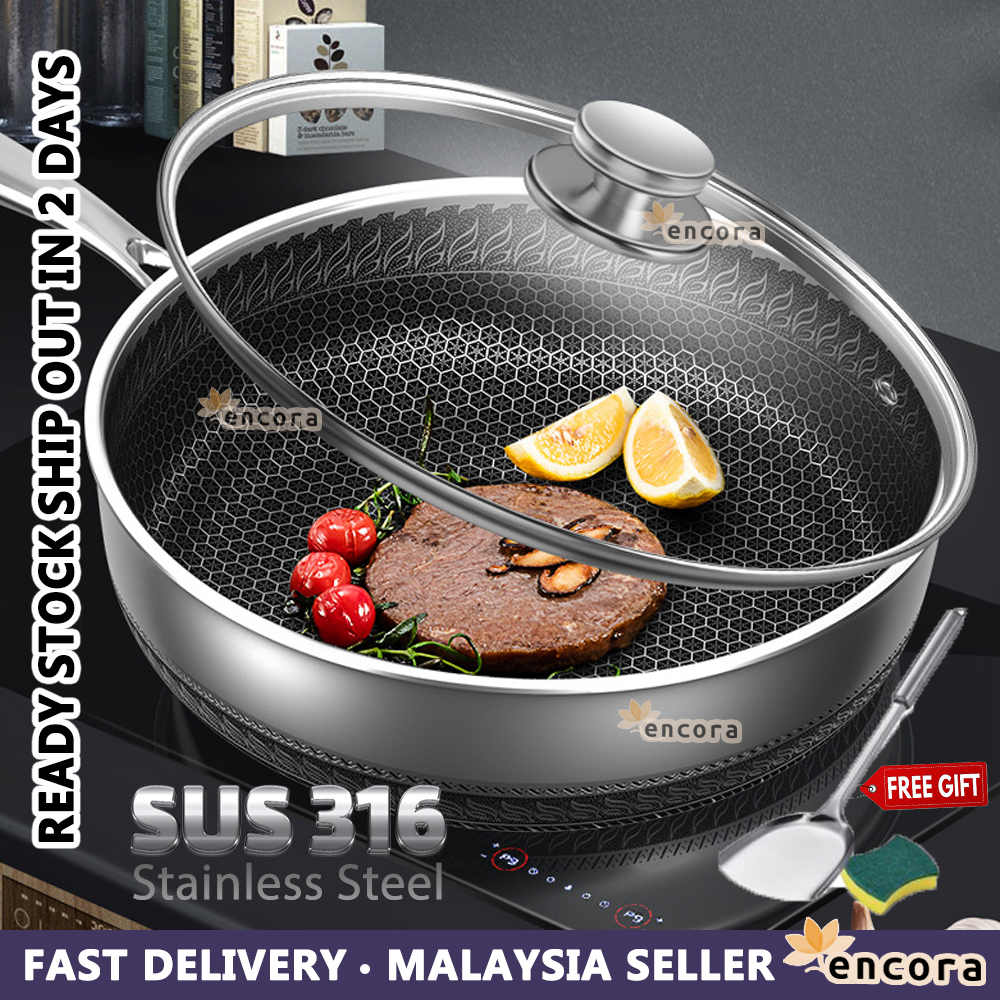 Encora SUS 316 Stainless Steel Pan Non-Stick Nano Honeycomb Pattern ...