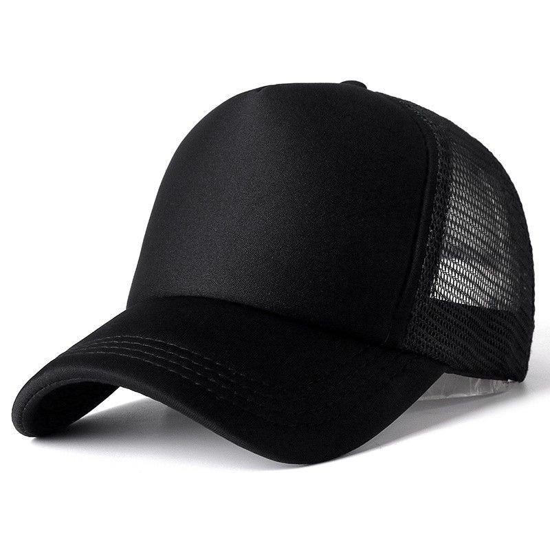 Topi Jaring Kosong Hitam Trucker Baseball Caps Plain Black Basic Cap Half Mesh Bone Casquette ...