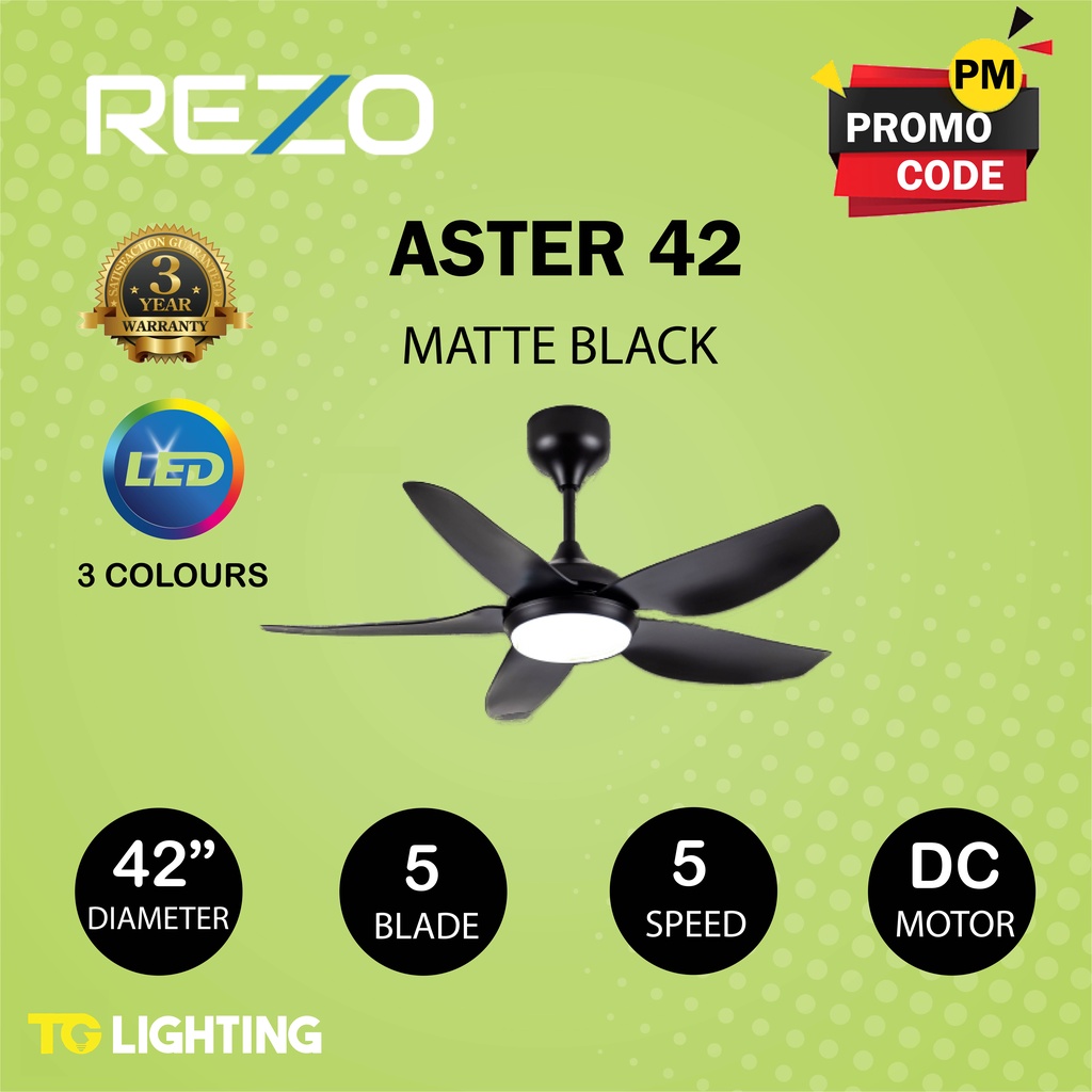 REZO Fan REZO Aster 42'' Baby Fan 5 Blades 12 Speed DC Motor Remote ...