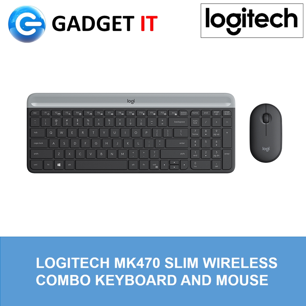 Logitech Mk470 Slim Compact And Quiet Wireless Keyboard And Mouse Graphite Off White Pink
