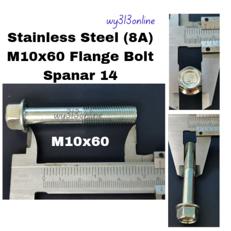 M10 x 1.25 Spanar 14 Stainless Steel (8A) Flange Bolt (1pc) | Shopee ...
