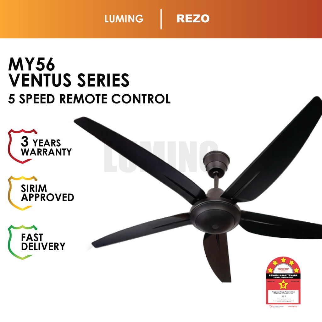 LMG_ SIRIM REZO Fan VENTUS MY56 Ceiling 56" AC Motor Remote Control 5 ...