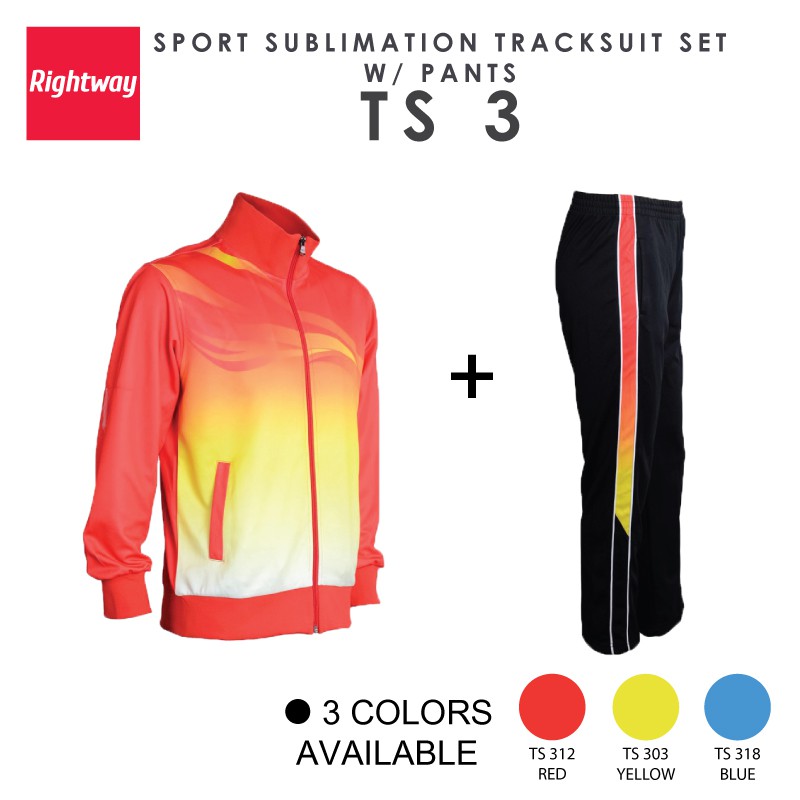 [READY STOCK] TS3 Rightway Unisex Sport Sublimation Tracksuit Set With ...