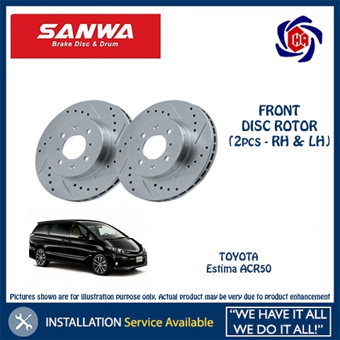 Toyota Estima ACR50 SANWA Front Racing Disc Rotor set - 2pcs (RH & LH ...