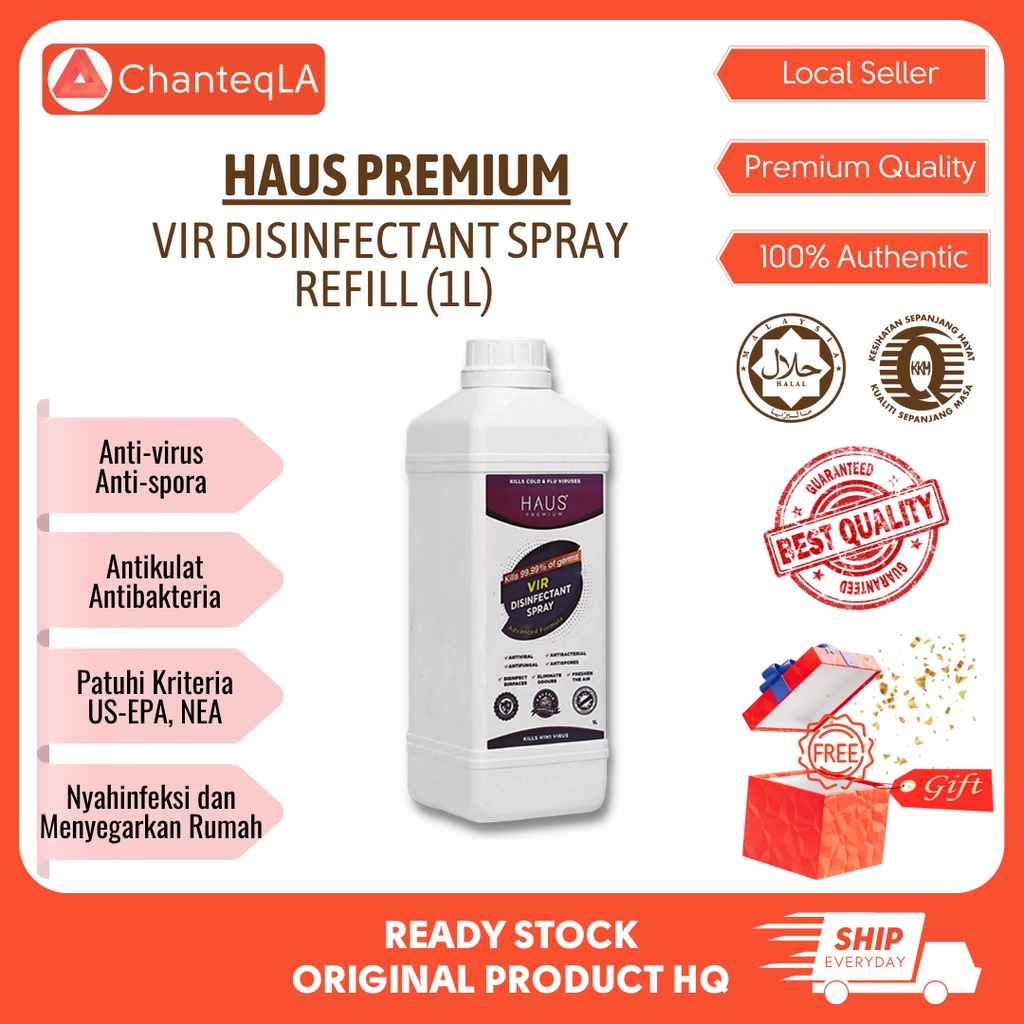 Pembasmi Kuman Liquid Disinfectant Refill 1000ML VIR Spray HAUS PREMIUM ...