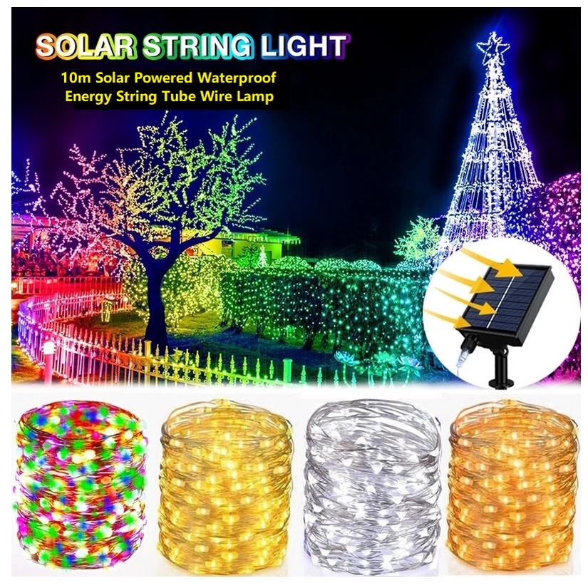 🔥 Barang Murah 🔥 10m Solar Powered Outdoor Waterproof Energy String ...