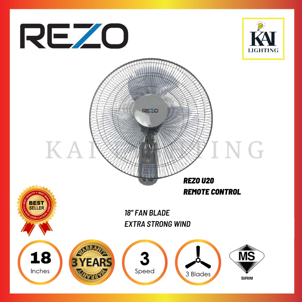 DEKA REZO Mava Wall Fan WF58/U20/WF26R 3 Speed 3 Blades Pull String ...