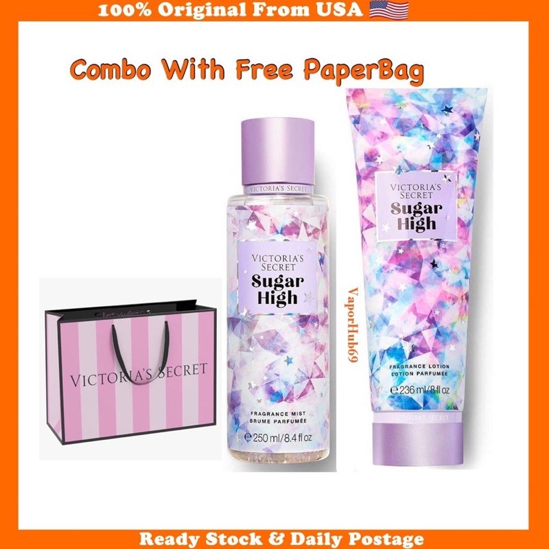 [100% Original] VICTORIA'S SECRET SUGAR HIGH BODY MIST 250ML + LOTION ...