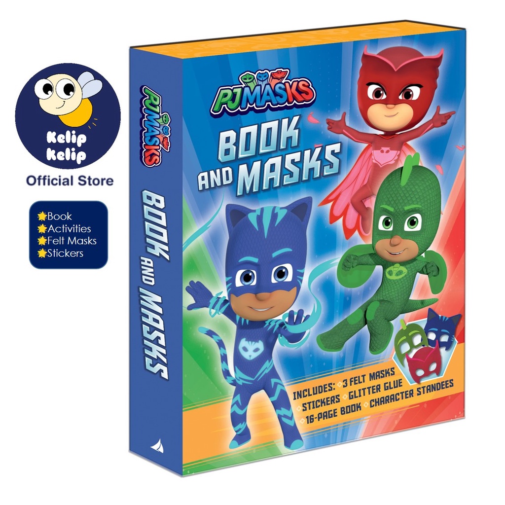 PJ Masks Book & Kit with 3 Masks Glitter Glue Stickers & Book For Kids ...