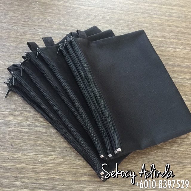 PLAIN PENCIL CASE (BLACK WITH ASSORTED ZIP COLOUR) | Shopee Malaysia