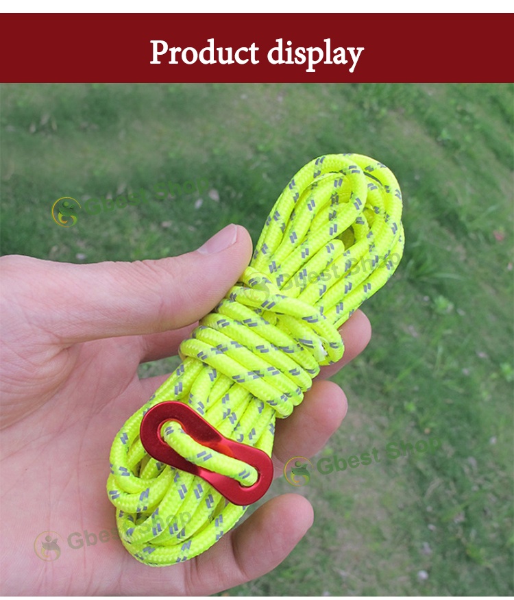 4M 8Pcs Tent Rope Camp Canopy Flysheet Guide Rope Metal Fitting Set ...