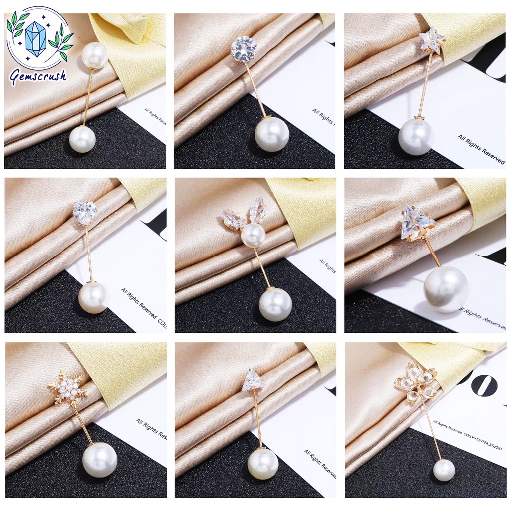 Korean Pearl Stud Hijab Long Medium Short Gold Silver Pin Tudung ...