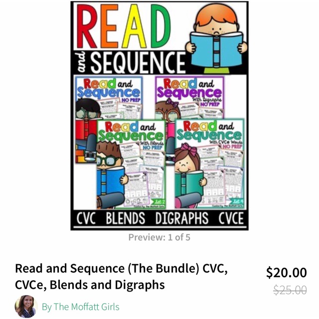 Printable *Read and Sequence the bundle CVC, CVCe,Blends,and Digraphs ...