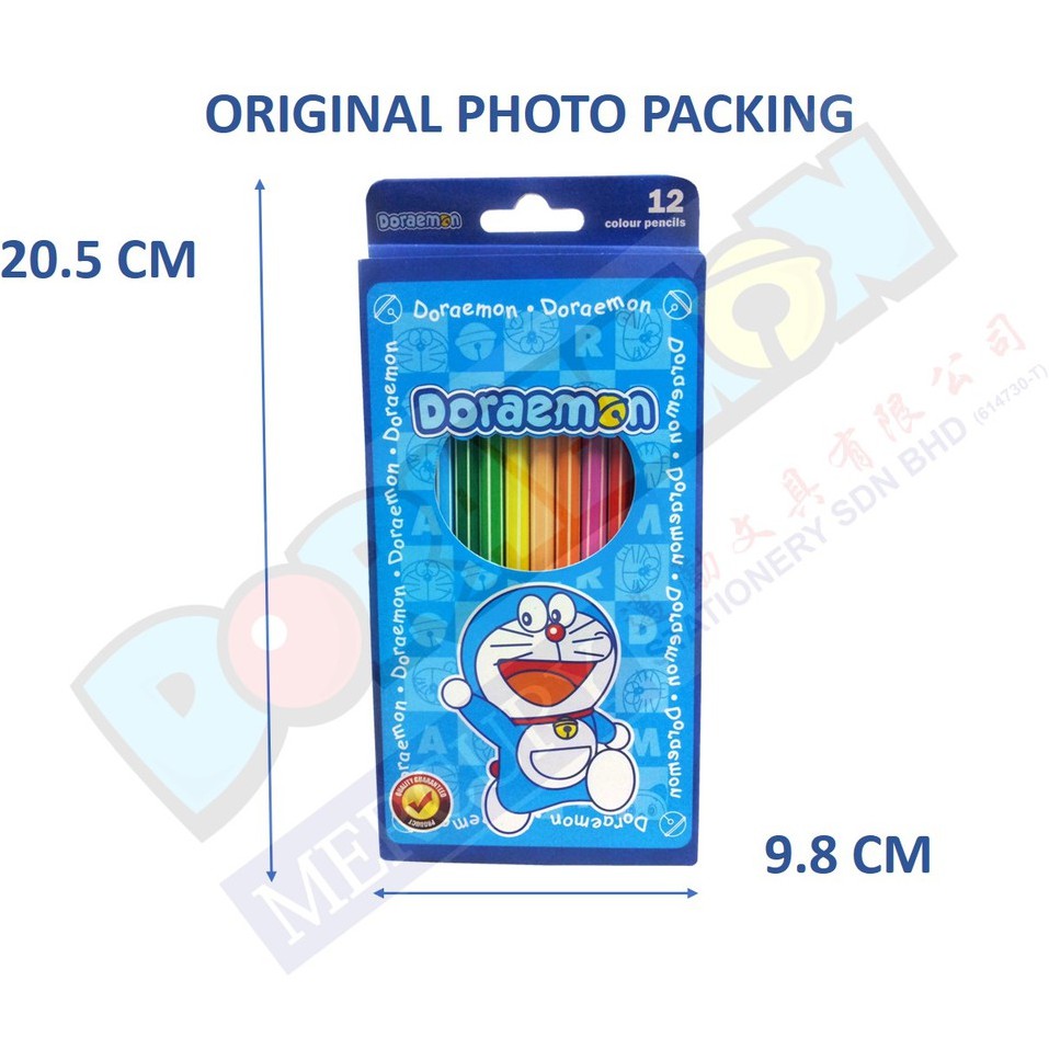 [ORIGINAL LICENSE] DORAEMON COLOUR PENCIL LONG (12PCS) CP-1002 | Shopee ...