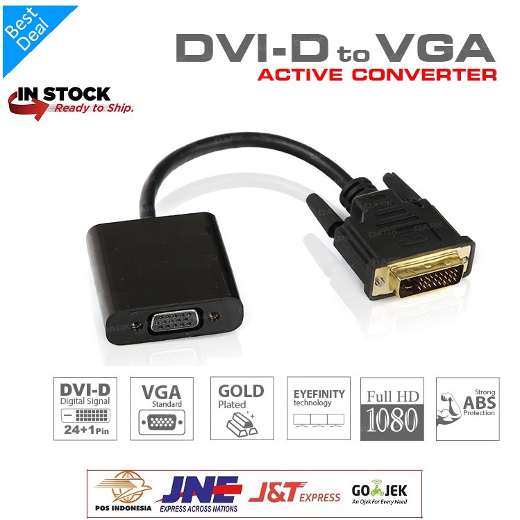 Converter Active DVI D 24+1 MALE DUAL LINK TO VGA FEMALE/ADAPTER ...