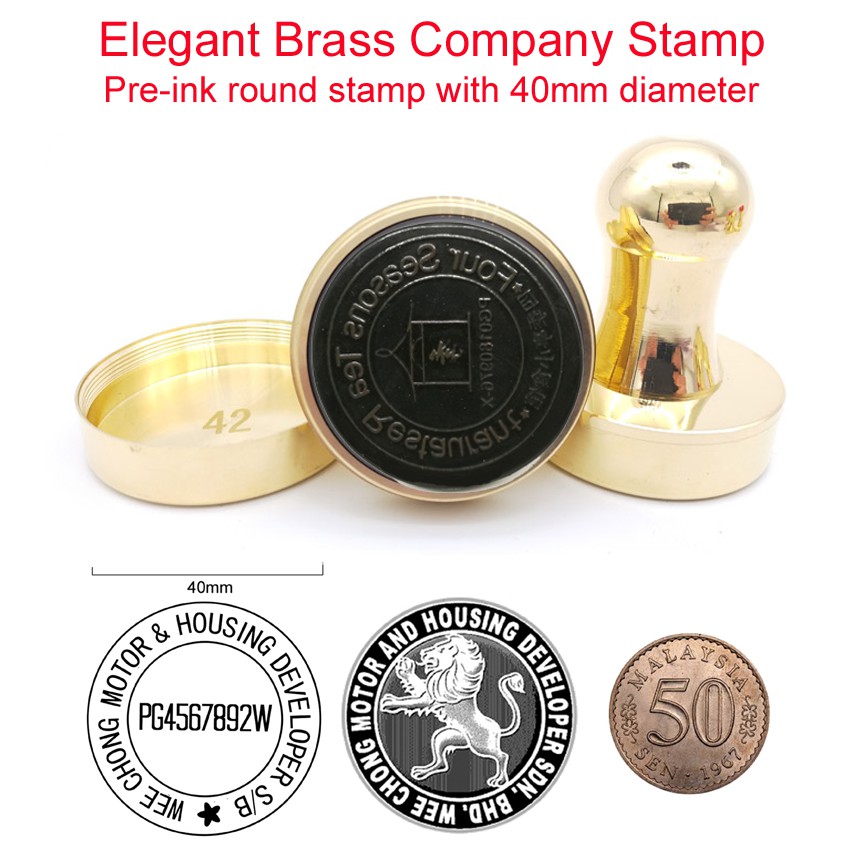 Company Chop Full Brass (Customized Ink Ready 40mm diameter) | Shopee ...