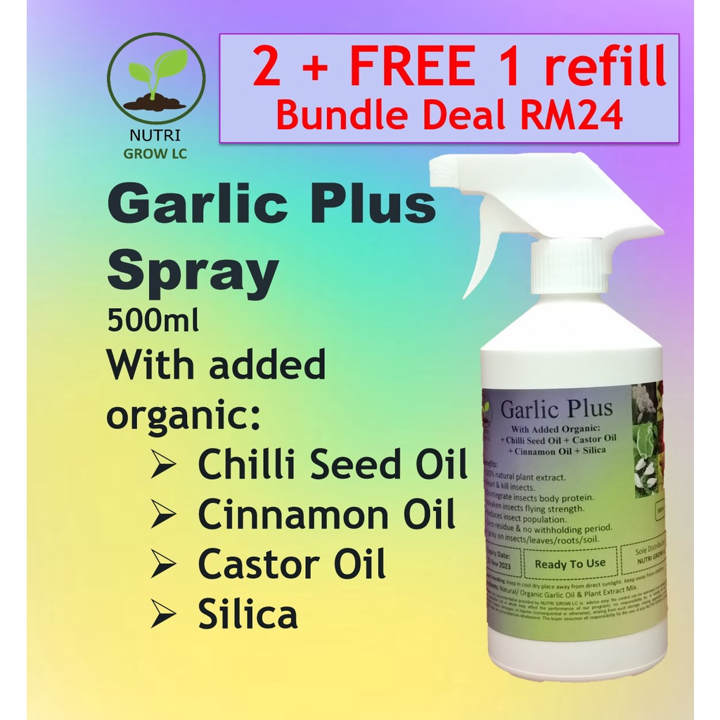 Garlic Oil Plus Spray Natural/ Organic Pesticide Insecticide 500ml with ...