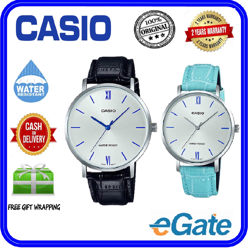 Casio Mtp Vt01l 7b1 And Ltp Vt01l 7b3 Couple Analog Leather Band Silver Dial Original Casual Watch