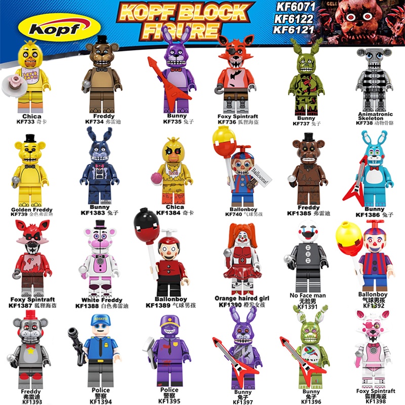 Five Nights at Freddy's Series Freddy Bonnie Chica Foxy Minifigures ...