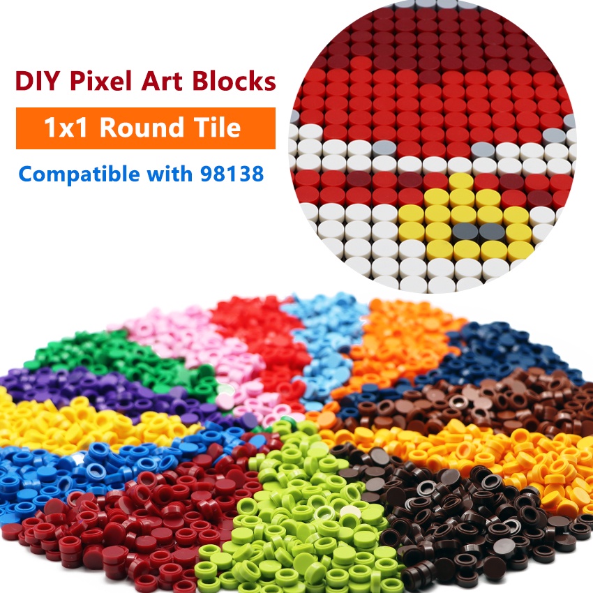 DOLLRYGA DIY Pixel Art Bricks 1x1 Round Tile Building Blocks Compatible ...
