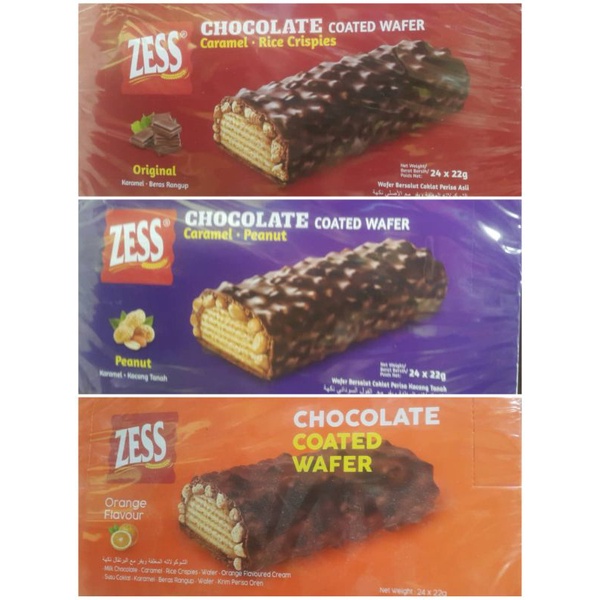 ZESS Chocolate coated wafer 24 × 22g (original/peanut/orange) | Shopee ...