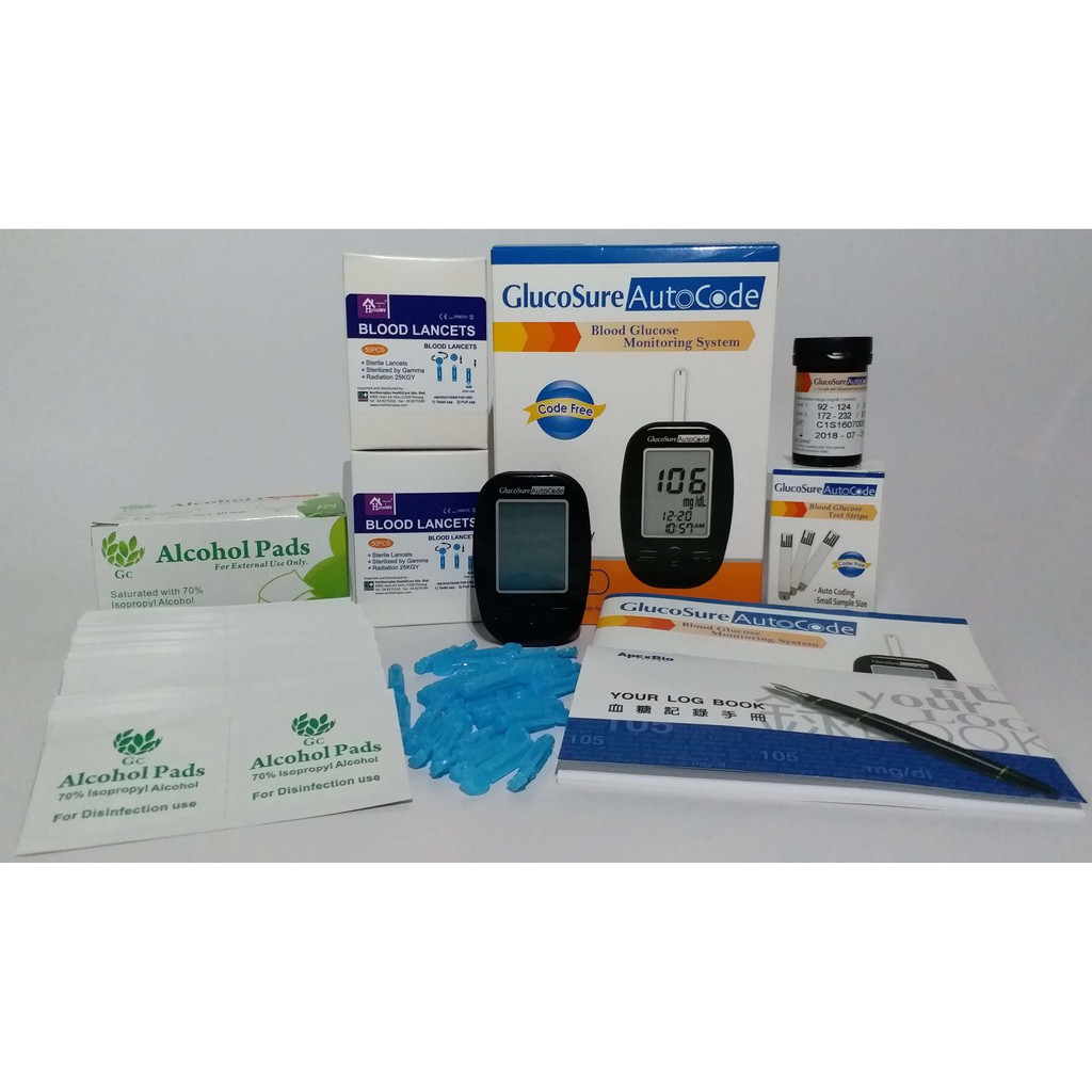 Lifetime Warranty ApexBio GlucoSure Auto Code Blood Glucose Monitoring ...