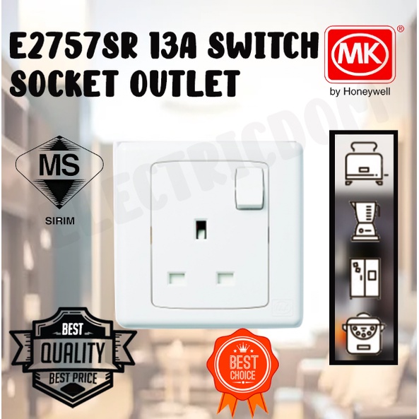 MK 13A SWITCH SOCKET OUTLET S2757 / E2757SR / E2757WHI Sirim Approved ...