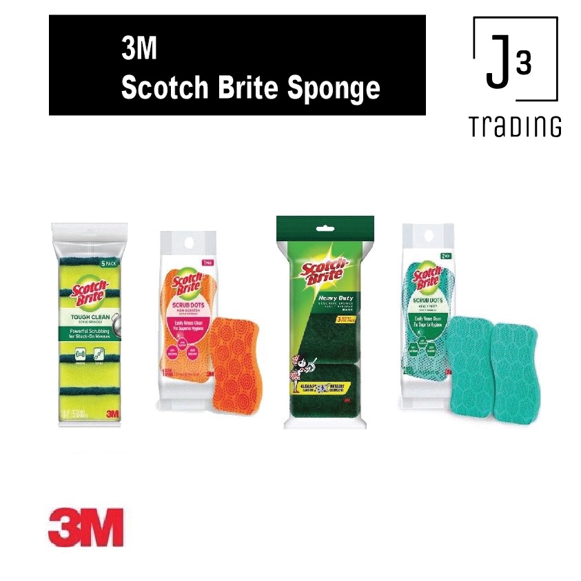 3M Scotch Brite Heavy Duty Scouring Scrub Sponge / Scrub Dots Non ...