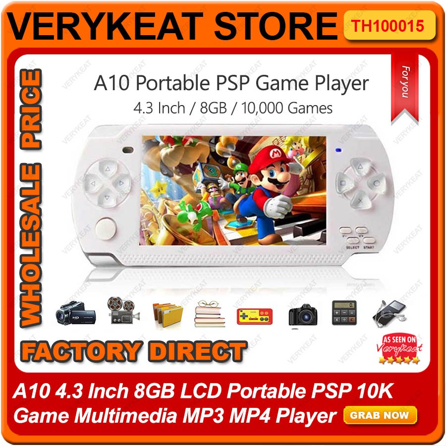 A10 4.3 Inch 8GB LCD Portable PSP 10,000 Classic Games Multimedia MP3 ...