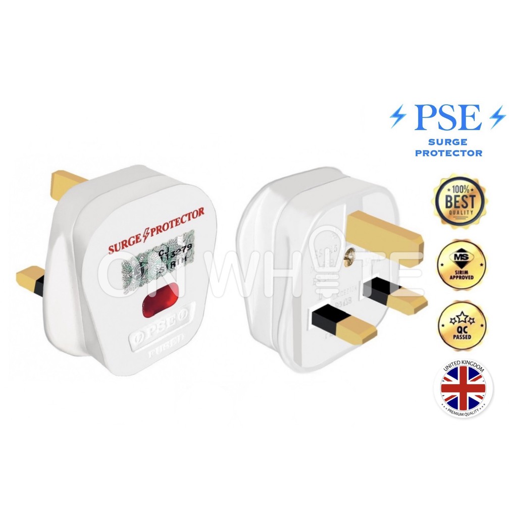 PSE🇬🇧 Plug Top 13A Neon With Surge Protection / Surge Protecter ...