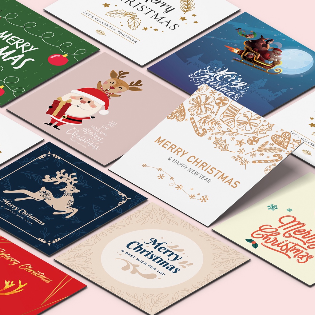 50Pcs Christmas Card (Front Printing) Thank You Card/Message Card/Wish ...